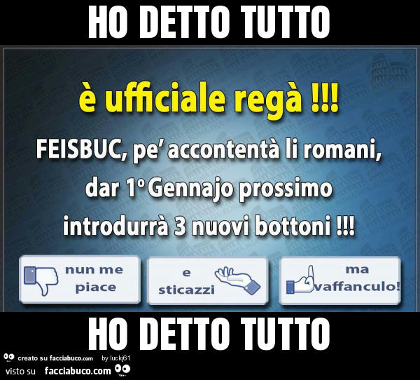È ufficiale regà Feisbuc pe accontentà li romani, dar 1° Gennajo ...